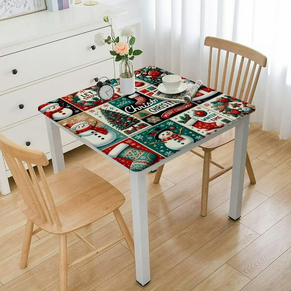 BANET Rectangle Tablecloth, Christmas Cute Snowman, Vinyl Table Covers ...
