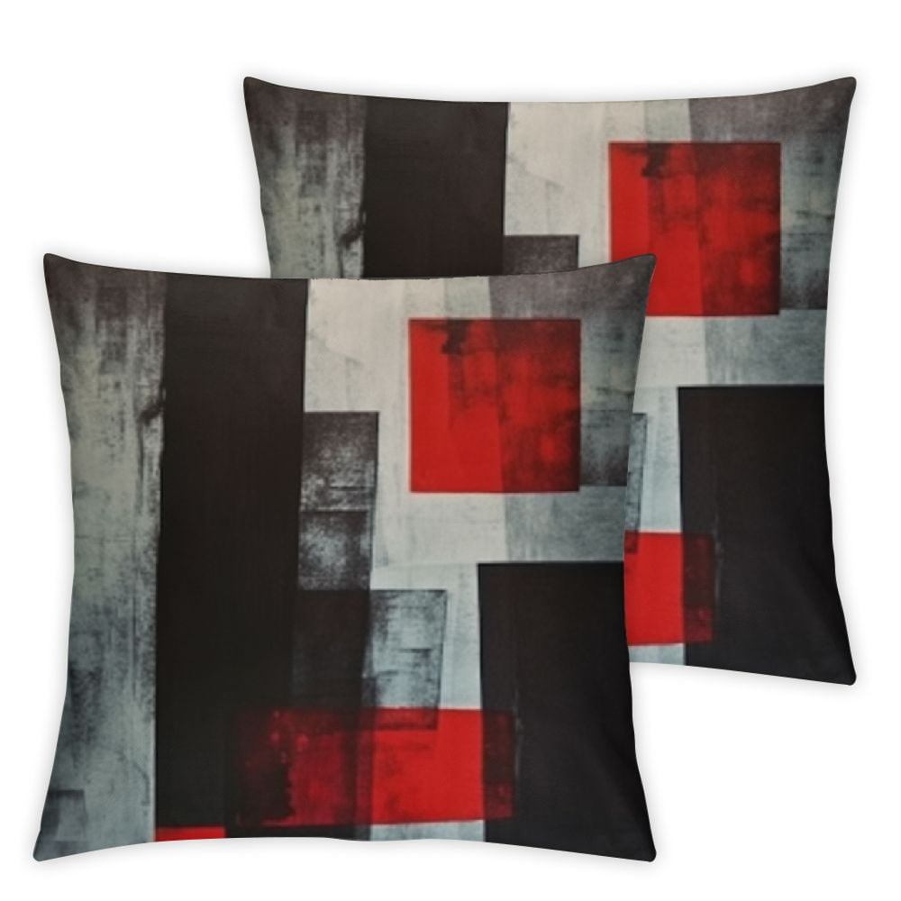 BANET Red and Grey Abstract Art Pillow Cover, Modern Wall Decorative ...