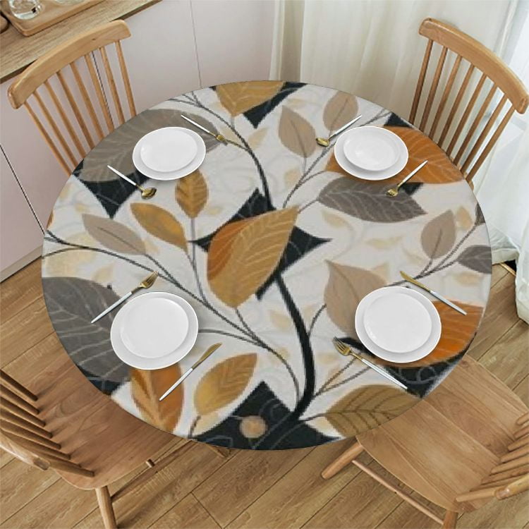 BANET Round Vinyl Tablecloth with Flannel Backing Waterproof Oil-Proof ...