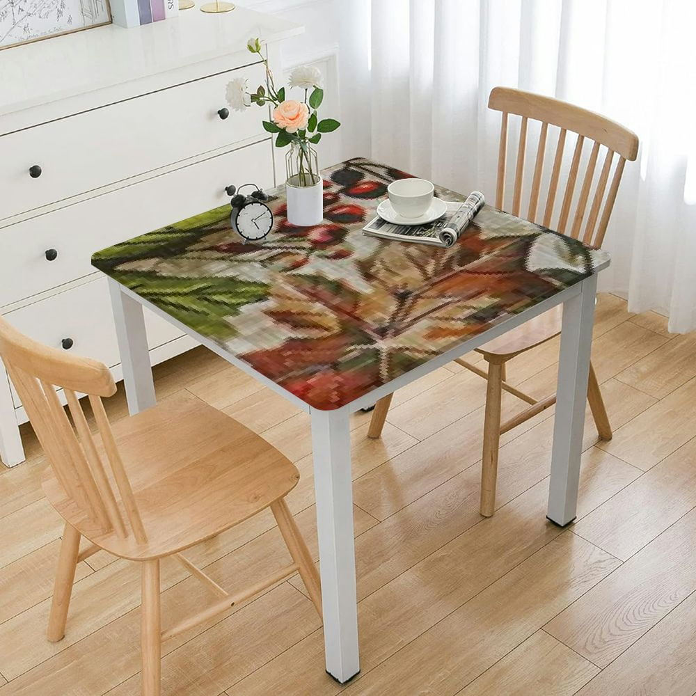 BANET Rustic Fall Acorn and Leaf Print Autumn Vinyl Flannel Backed ...