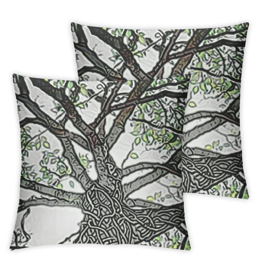 BANET Simple Strokes of Trees Throw Pillow Covers,Balck and White Oak ...