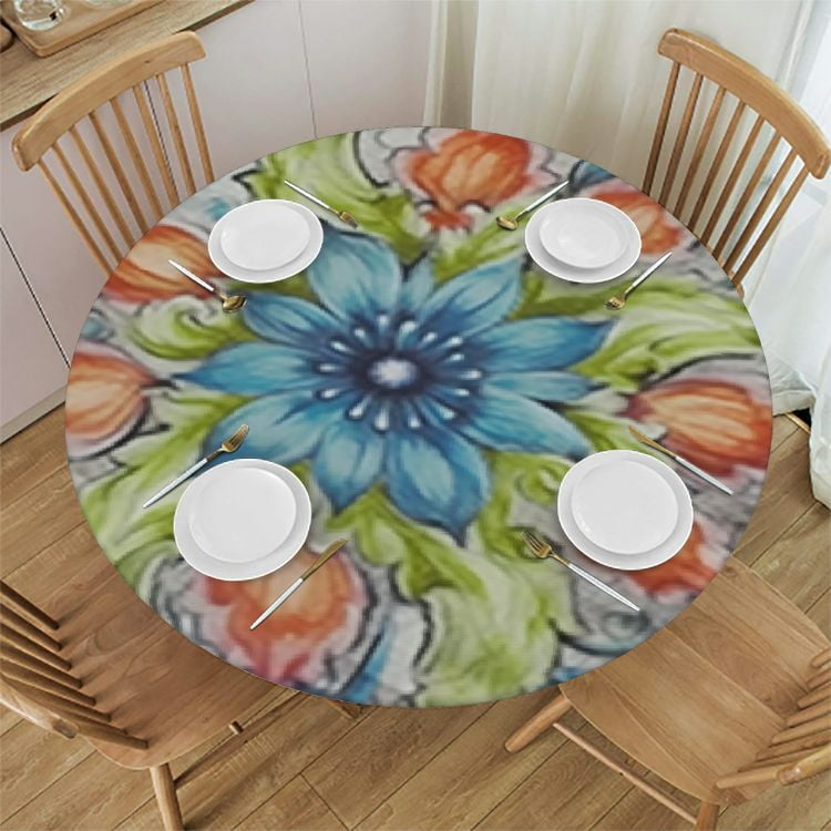 BANET Spillproof Spring/Summer Fabric Indoor Outdoor Tablecloth, Outdoor Table Cloth for Round ...