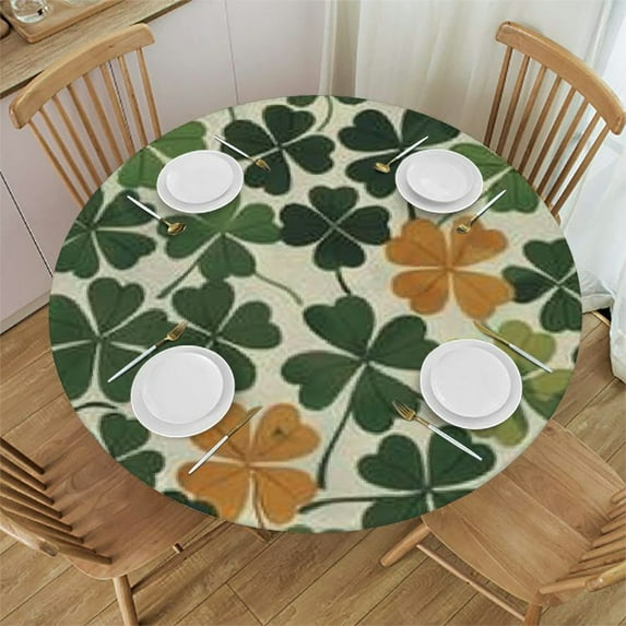 BANET Spring Clover Leaves Round Tablecloth St Patrick's Day Waterproof ...