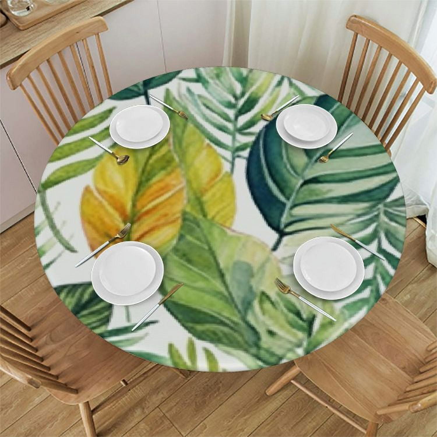 BANET Spring Floral Teal Sage Green Tablecloth Round Watercolor ...