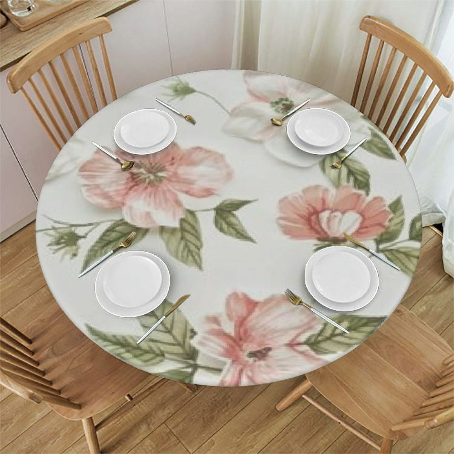 BANET Spring Summer Floral Round Tablecloth Watercolor Flower Butterfly ...
