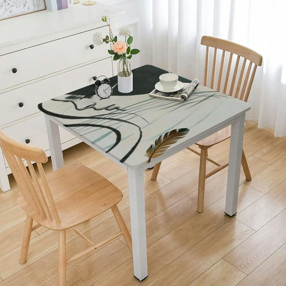 BANET Square Fitted Tablecloth with Elastic, Wipeable Table Cloth for ...