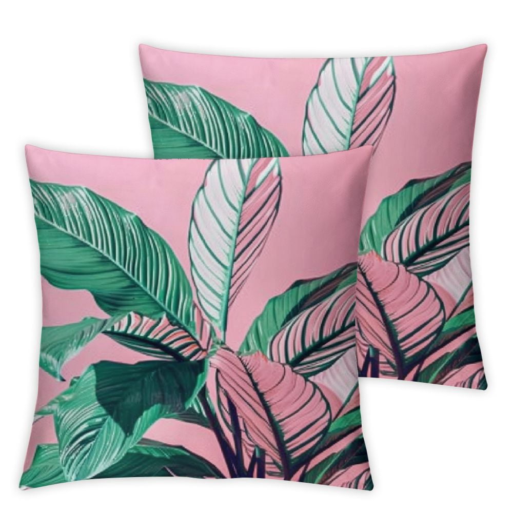 BANET Square Pillow Cover Green Palm Leaves Seamless Pattern Throw ...