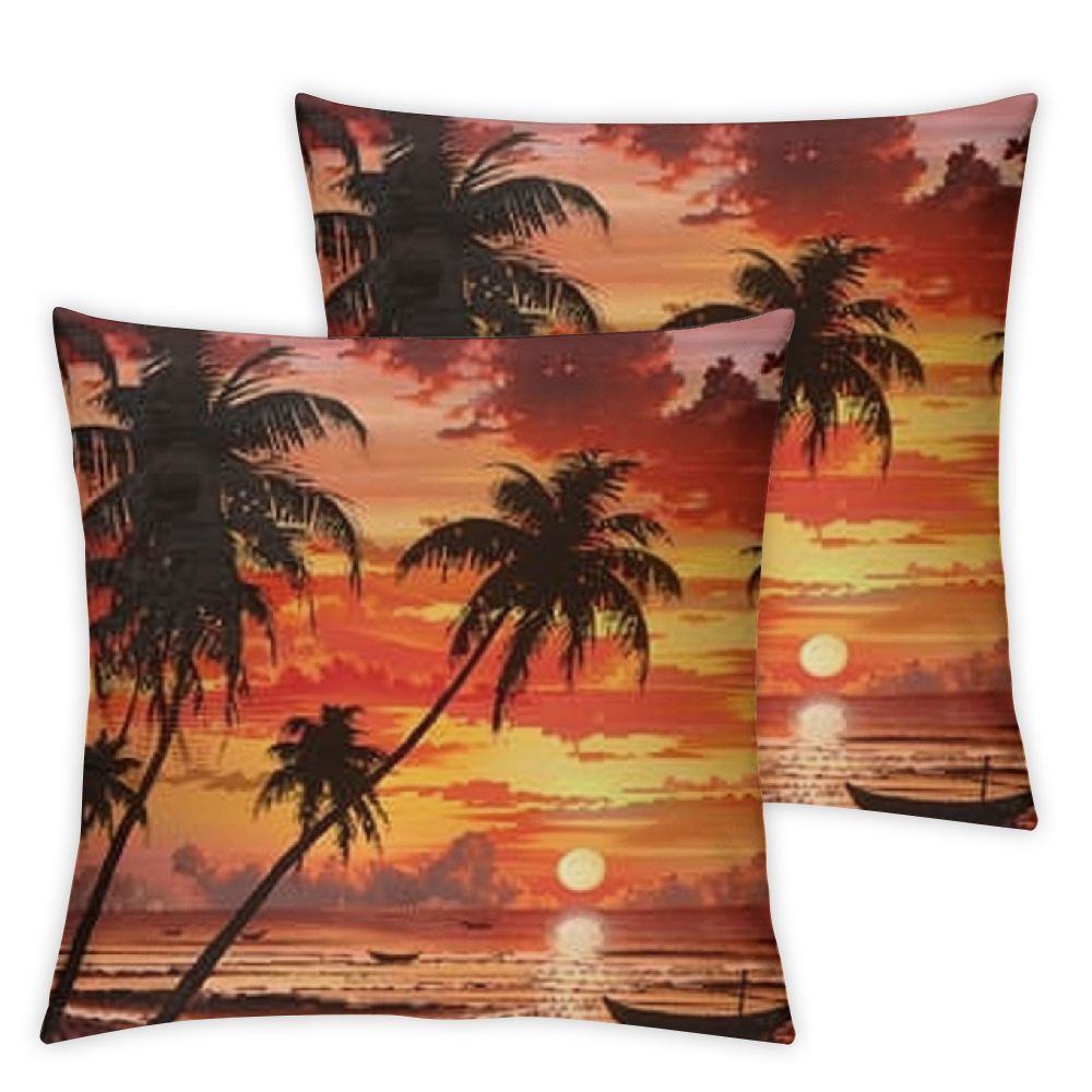 BANET Summer Pillow Covers Set of 2 Brown Palm Trees Decorative Throw ...