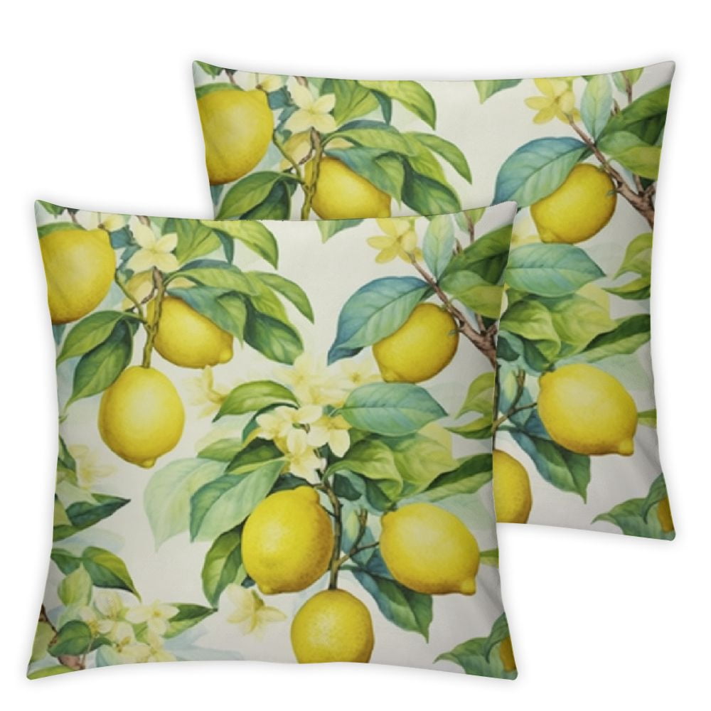 BANET Summer Pillow Covers Set of 2 Yellow Green Watercolor Fruits ...