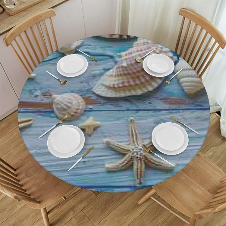 BANET Summer Round Tablecloth with Elastic Edge, Fitted Tablecloths for ...