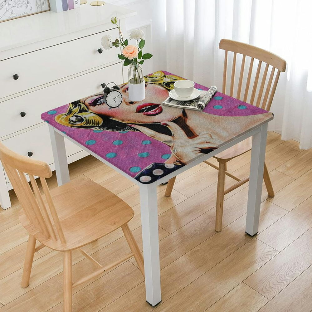 BANET Tablecloth, Blonde Woman Making OK Sign on Dotted Background Retro Comic Book Design ...