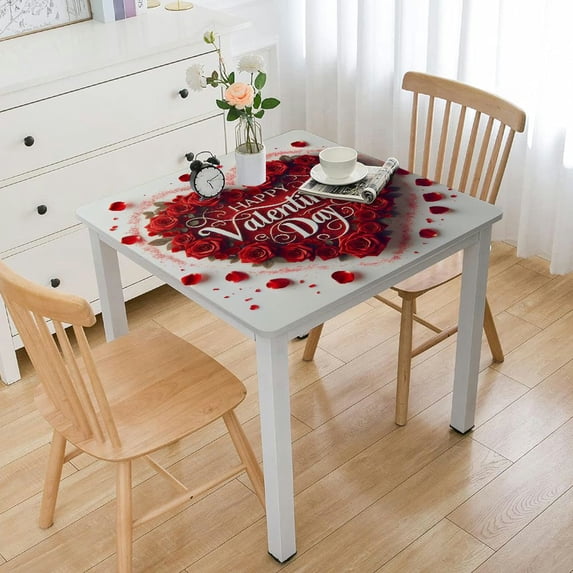 BANET Tablecloth Square Red Rose Flower Tablecloths Love Heart Table ...