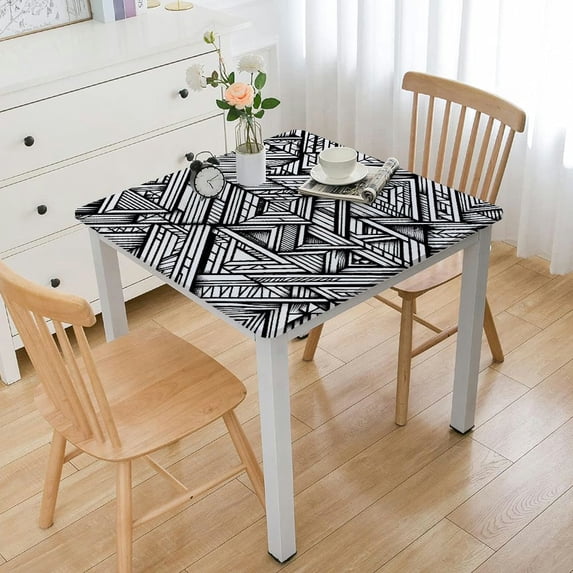 BANET Tablecloths for Square Tables Boho Style Black White Geometric ...