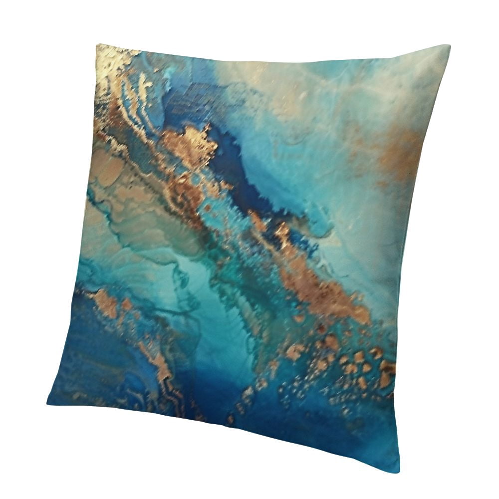 BANET Teal Gold Pillow Covers Couch Pillows for Living Room and Gold ...