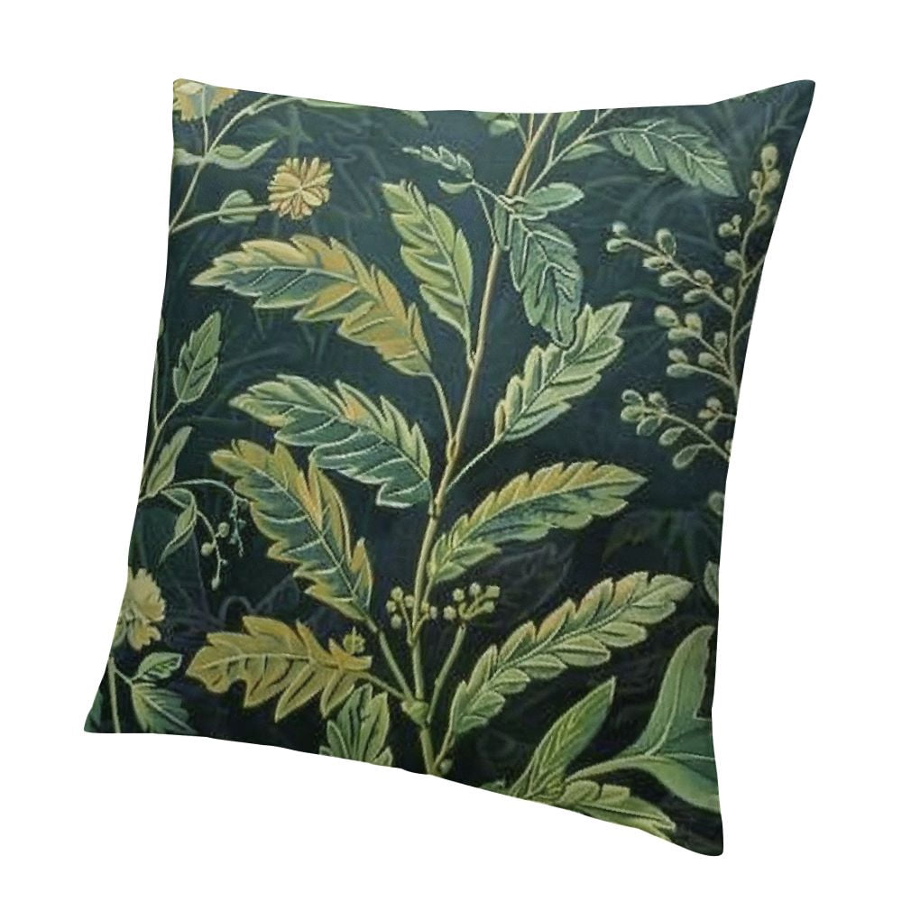 BANET Throw Pillow Covers, Black Sage Green Botanical Print Flower ...