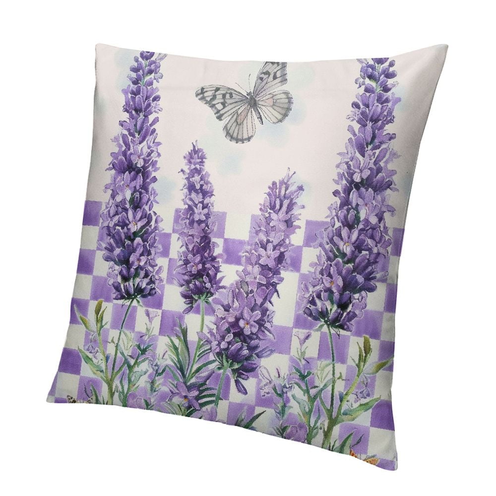 BANET Throw Pillow Covers, Lavender Flower Purple Buffalo Check Plaid ...