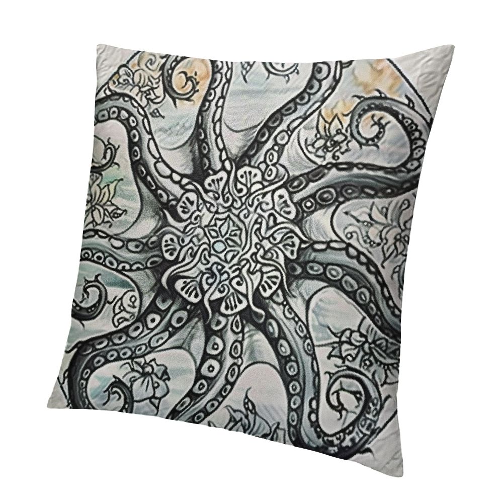 BANET Throw Pillow Cushion Cover, Abstract Art with and Floral Elements ...