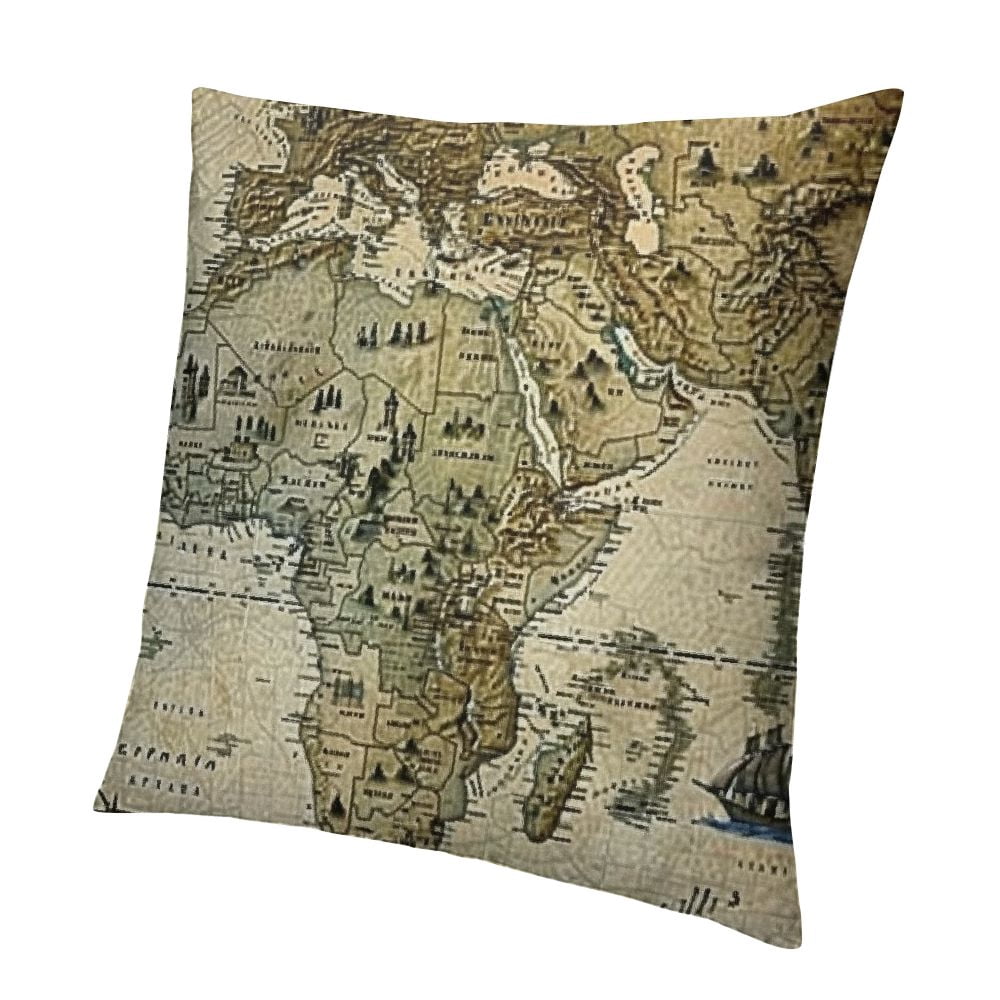 BANET Throw Pillow Cushion Cover, Old World Map with Texture Plan Trace ...