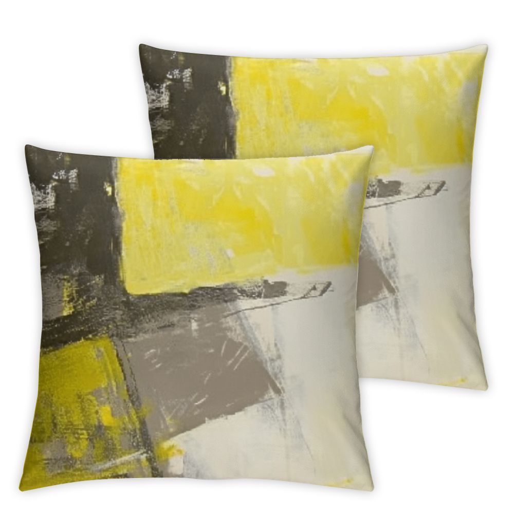 BANET Throw Pillows Yellow Grey White Horizontal Textured Painting for ...