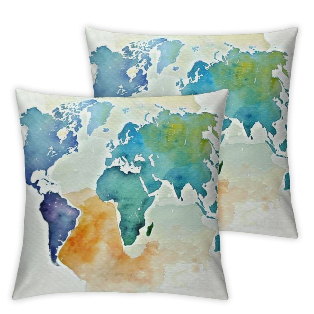 BANET Throw World Map Colorful Painting Decor for Room Bed Chair, Set ...
