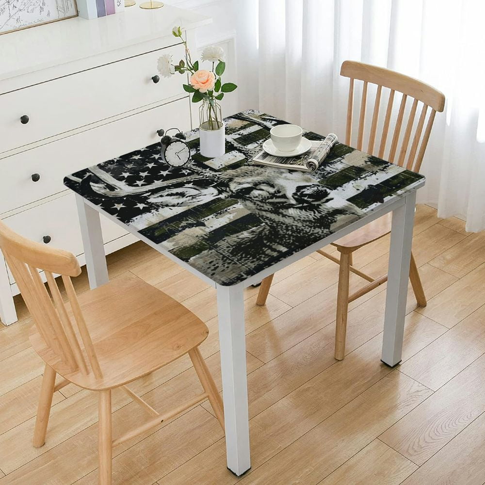 BANET USA Flag Fitted Tablecloth Square with Elastic Edged, Waterproof ...