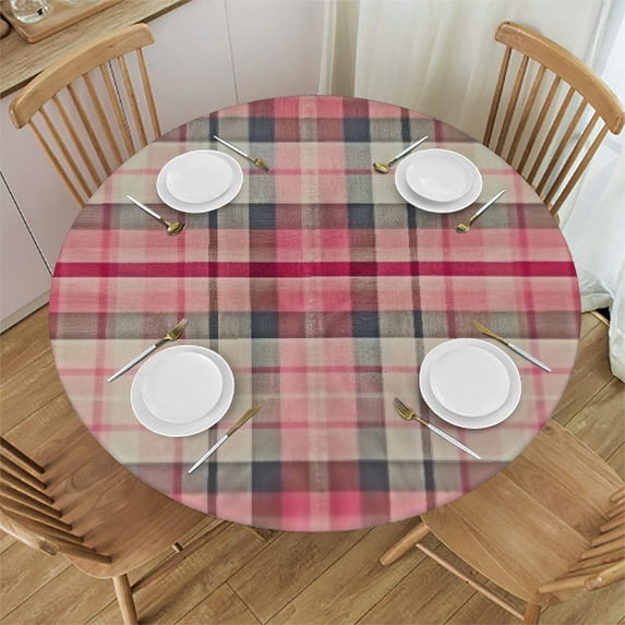 BANET Valentines Day Tablecloth Round Romantic Buffalo Plaid Tablecloth ...