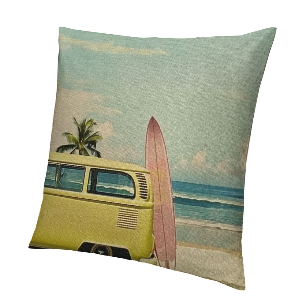 BANET Vintage Car Pillows Covers Tropical Ocean Beach Palms Car ...