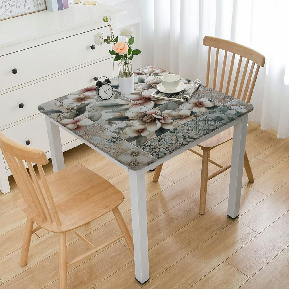 BANET Vinyl Tablecloth Flannel Backed Stain-Resistant square Table ...