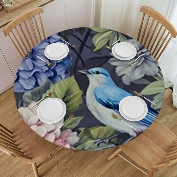 BANET Watercolor Bird Blue Hydrangea White Hibiscus Flowers Green ...