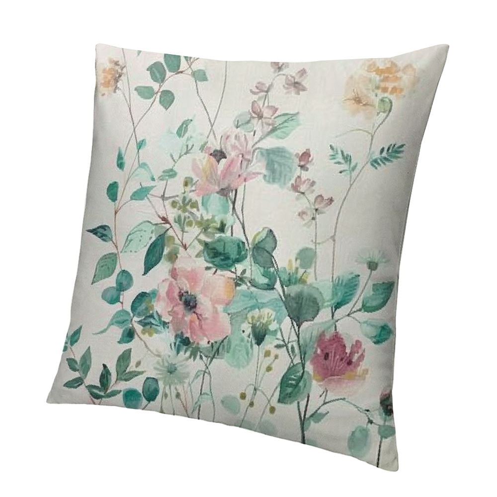BANET Watercolor Floral Pillow Covers, Spring Teal Flower Decorative ...