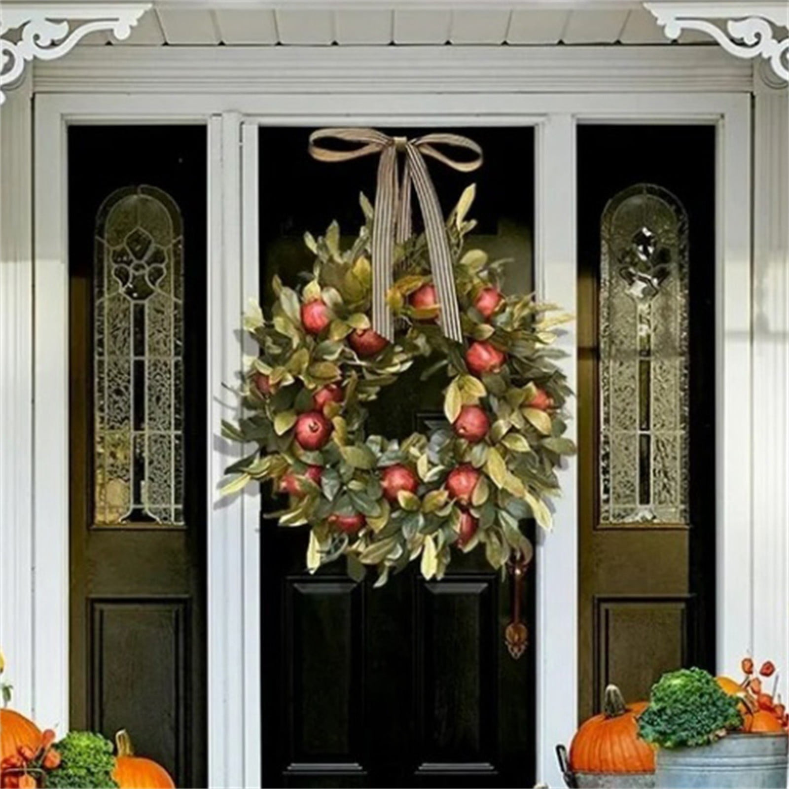 BANEX Artificial Spring Wreaths for front door, door wreath with ...
