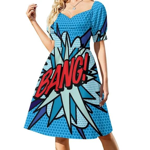 BANG Comic Book Pop Art Modern Fun Graphic Sleeveless Dress Women's ...