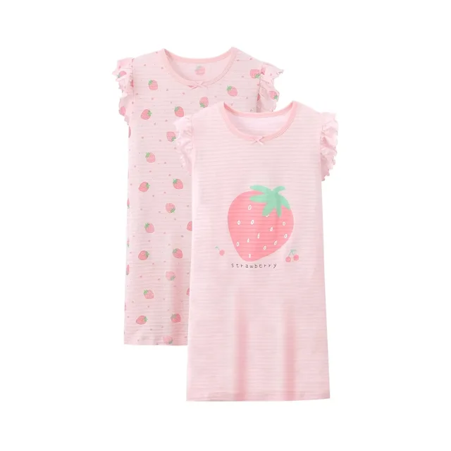 BANGSAUR Girls Nightgowns 2-Pack 100%Cotton Flutter Sleeve Night Dress ...