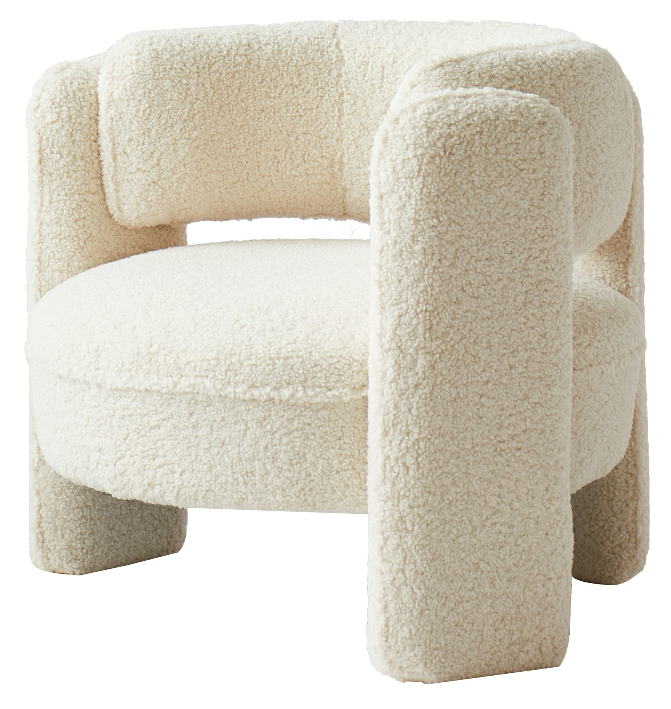 White Boucle Chair Modern Design Style Living Room - Walmart.com