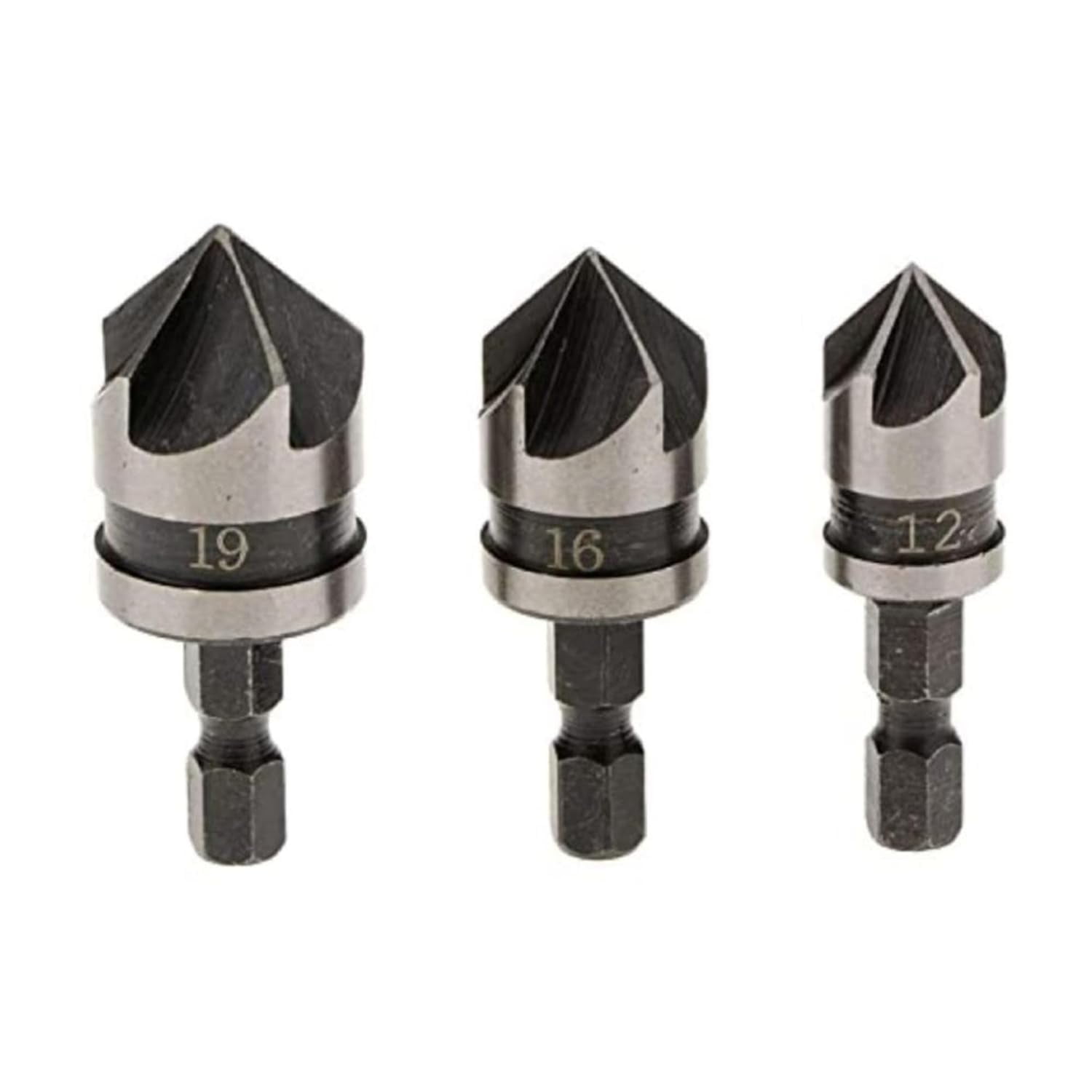 BANISTROKES Metal 14inch Hex 12 16 19 mm Countersink Power Drill Bit Bore Set for Wood - Walmart.com