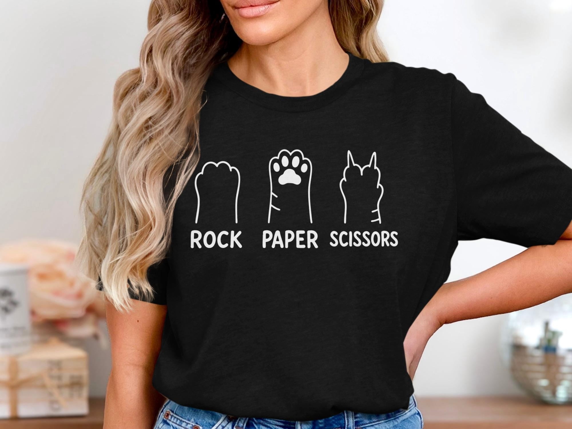 BANJOJO Cat Paw Shirt, Rock Paper Scissors Cat Shirt, Cat Humor Graphic ...