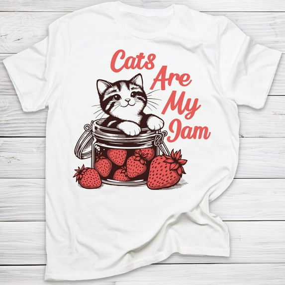 BANJOJO Cats Are My Jam Shirt Funny Cat Lover Graphic Tee Vintage Style ...