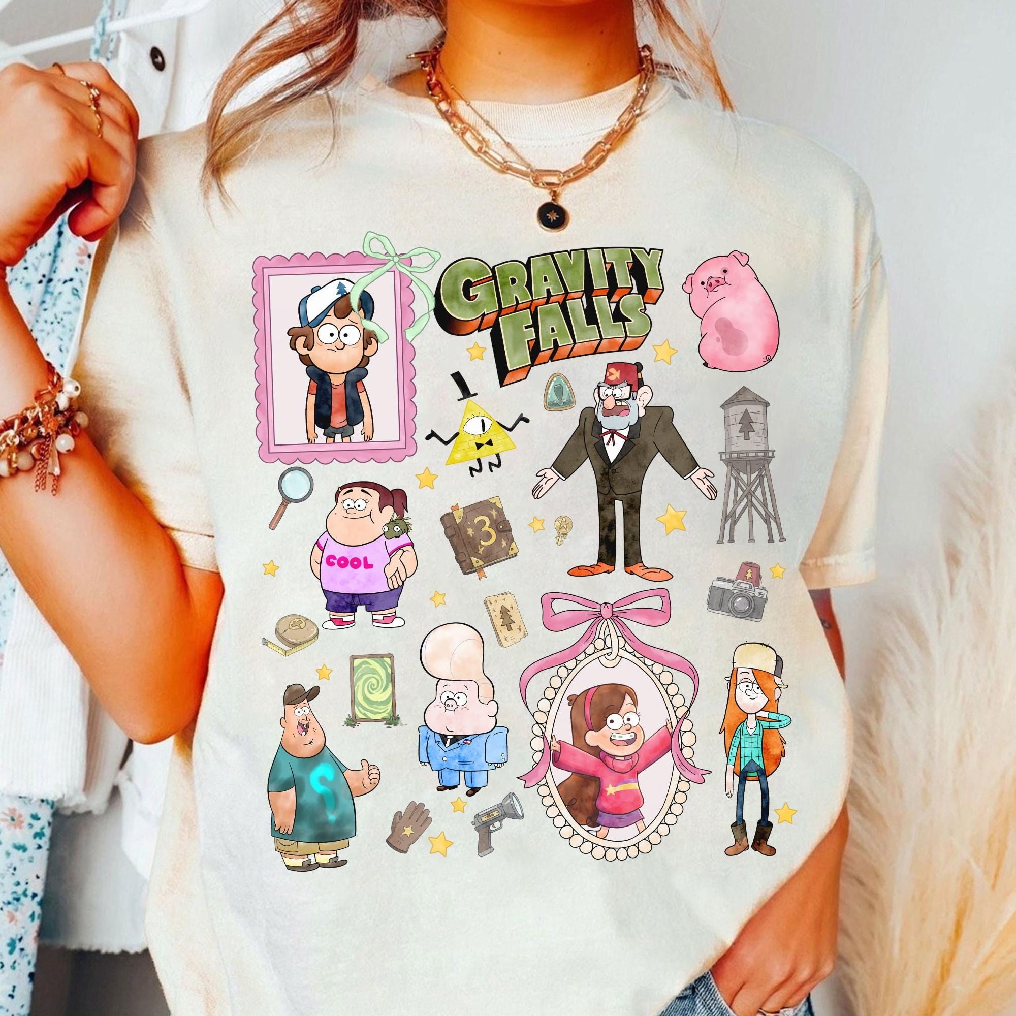 BANJOJO Disney Channel Coquette Bows Gravity Falls Characters Shirt ...
