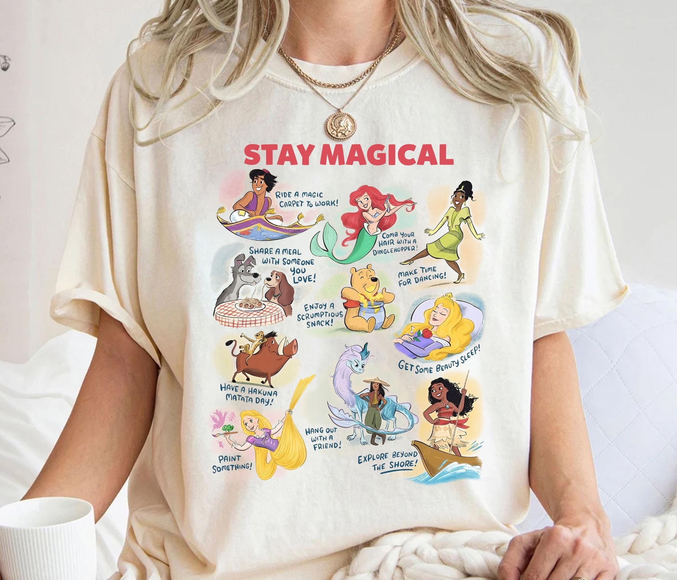 BANJOJO Disney Characters Stay Magical Shirt, Ariel Moana Tiana Aurora ...