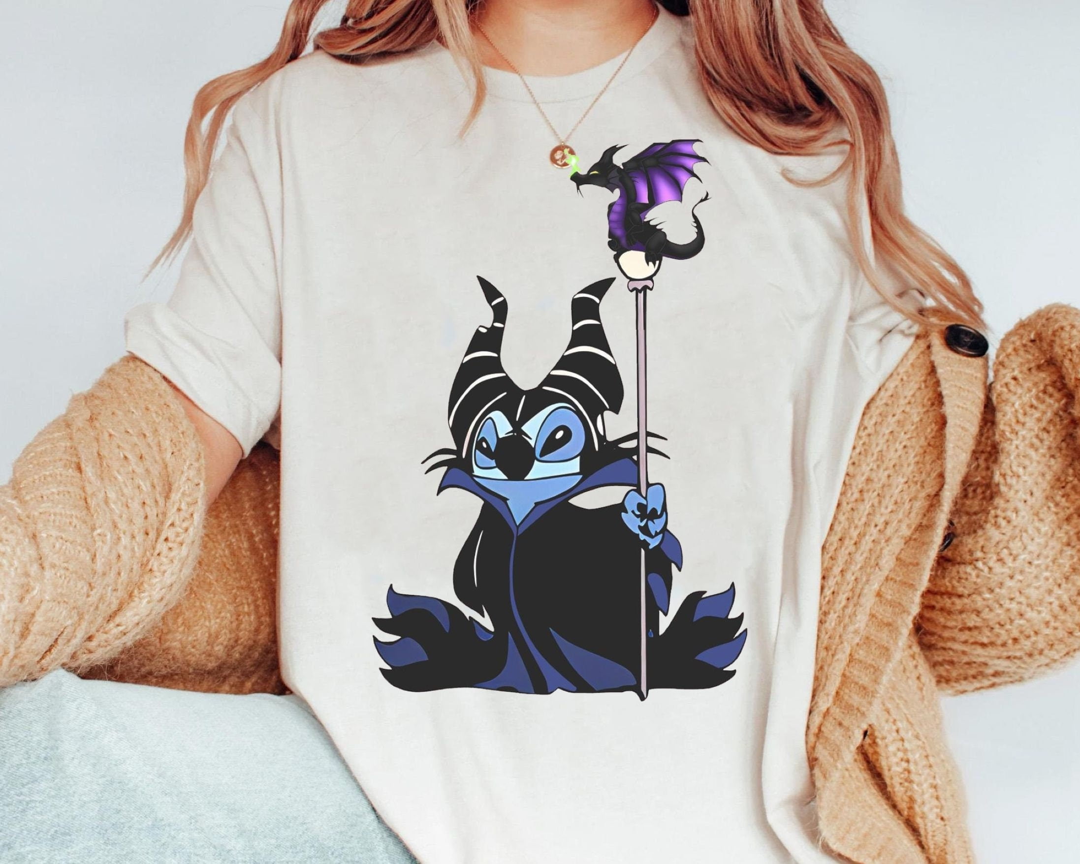 BANJOJO Disney Stitch Cosplay Maleficent Shirt | Evil Fairy Stitch Sleeping Beauty T-shirt ...
