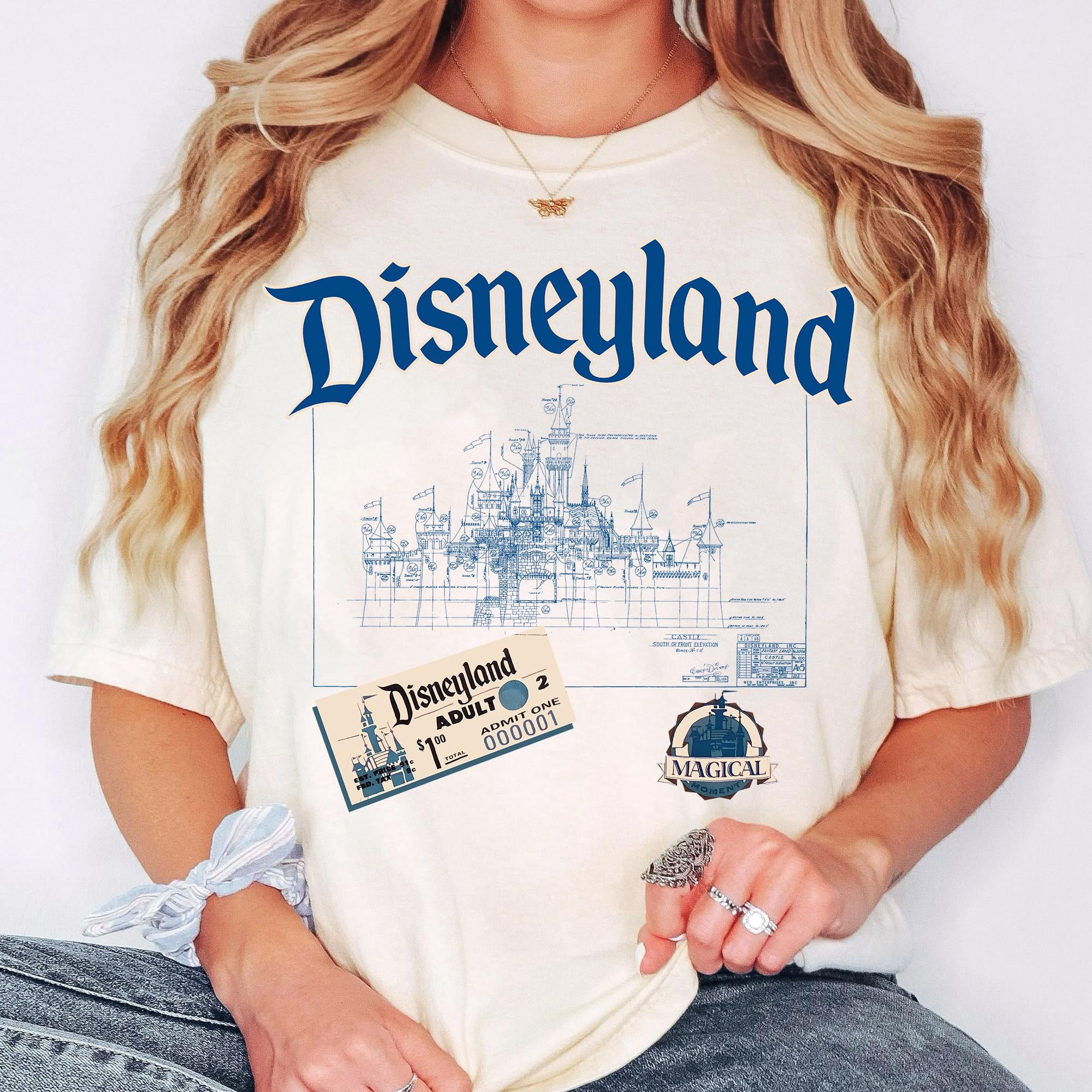 BANJOJO Disneyland Castle Blueprint T-Shirt, Vintage Disneyland Map Tee ...