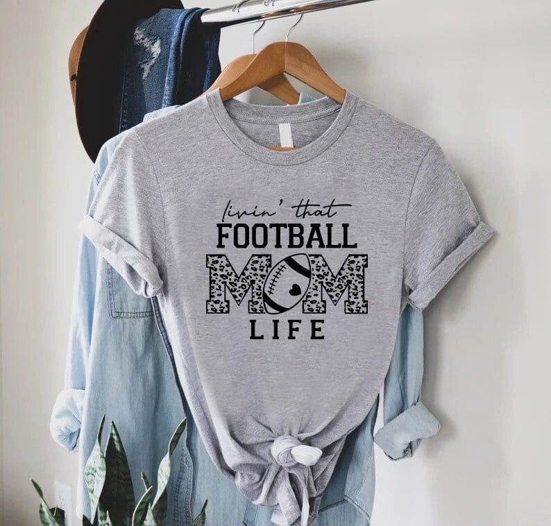 BANJOJO Football Mom T-shirt, Livin' That Football Mom Life,Game Day ...