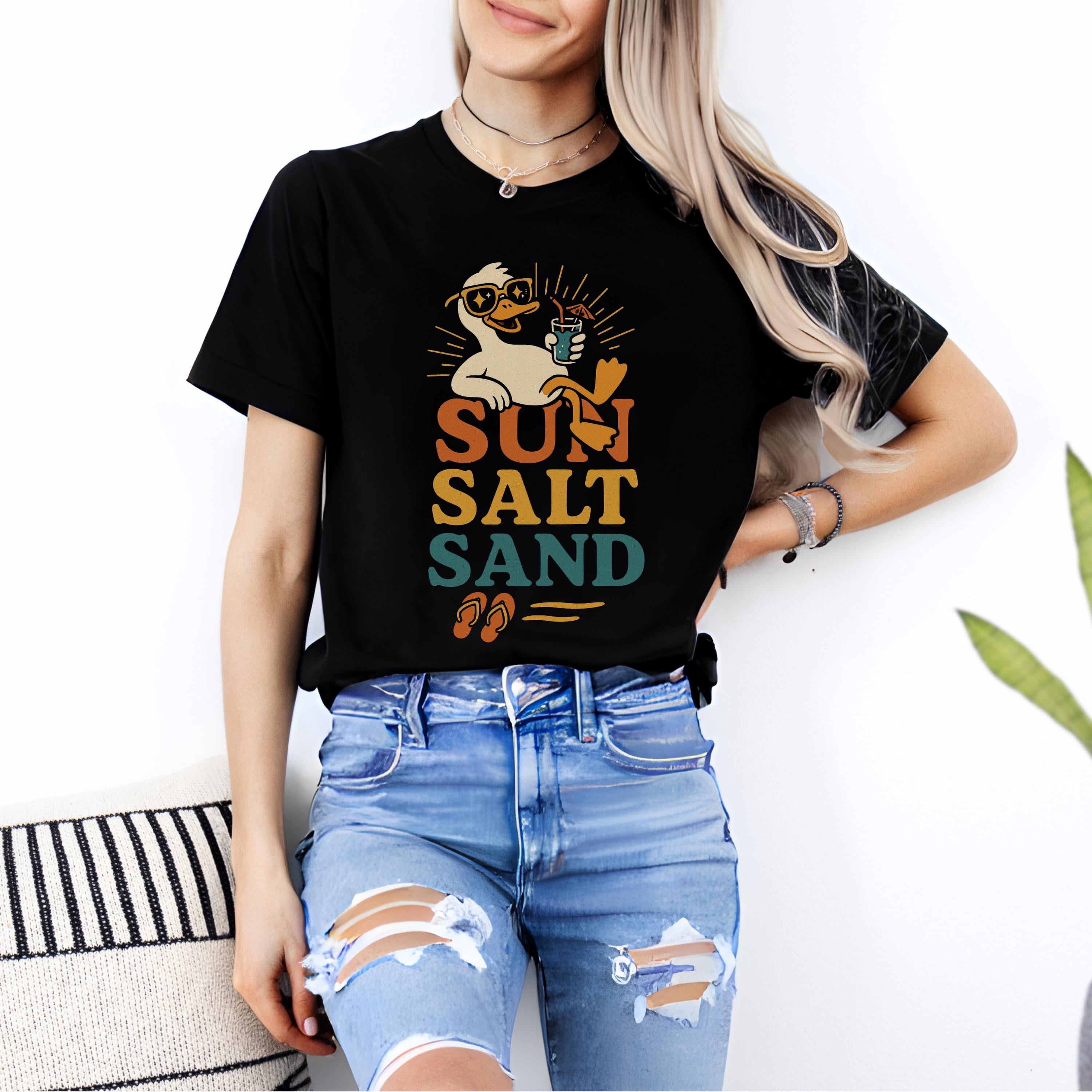 BANJOJO Funny Duck Sun Salt Sand Shirt – Cartoon Beach Duck Tee, Summer ...