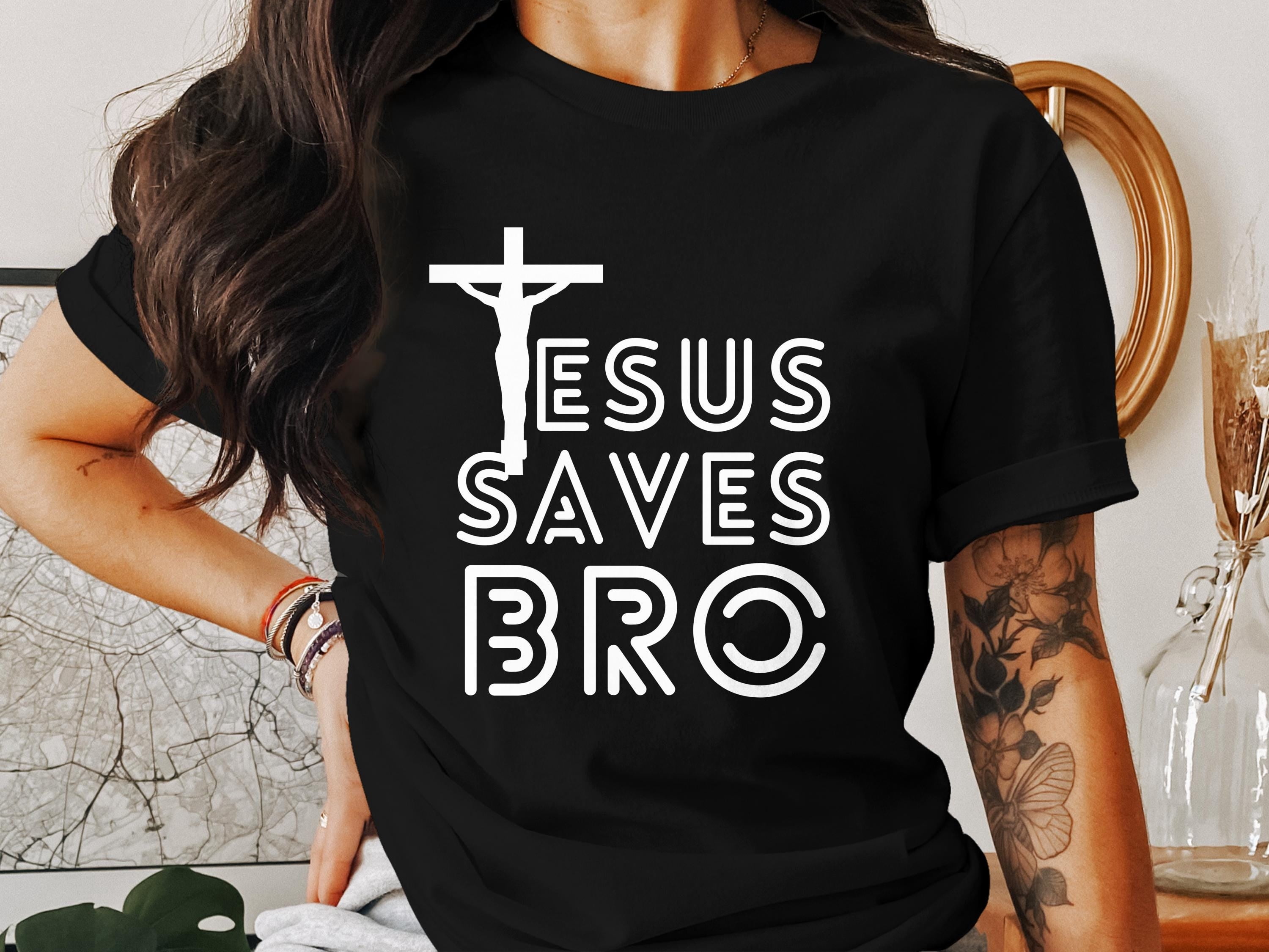 BANJOJO Jesus Saves Bro T-Shirt, Tee, God Faith Shirt, Religious ...