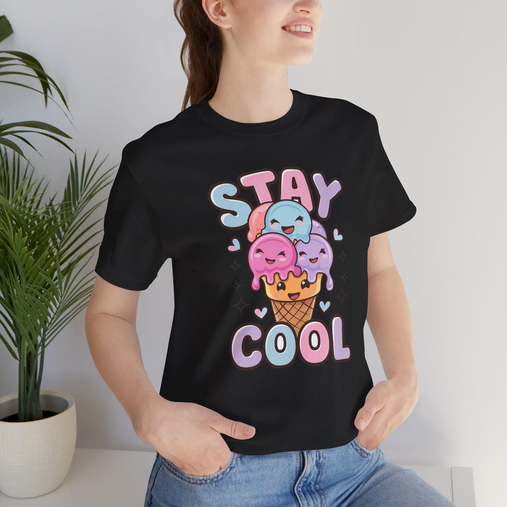 BANJOJO Kawaii Ice Cream Shirt, Cute Graphic Tee, Stay Cool T-Shirt ...