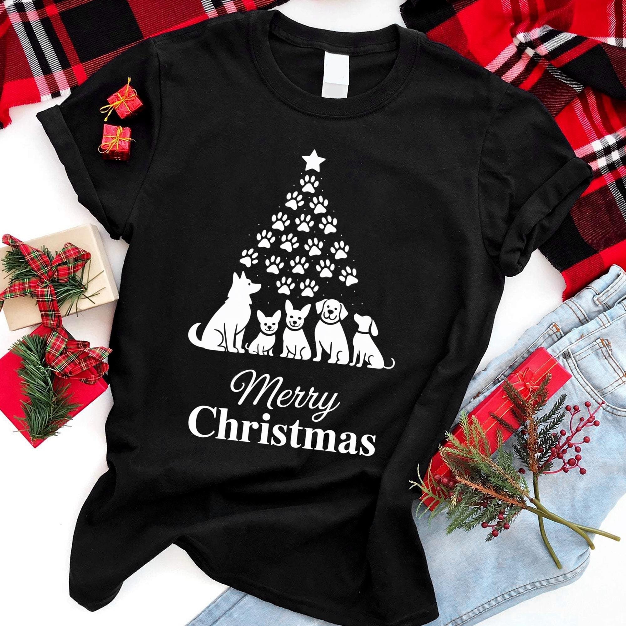 BANJOJO Paw Print Christmas Tree -shirt, Christmas Dog Tree Shirt, Dog ...