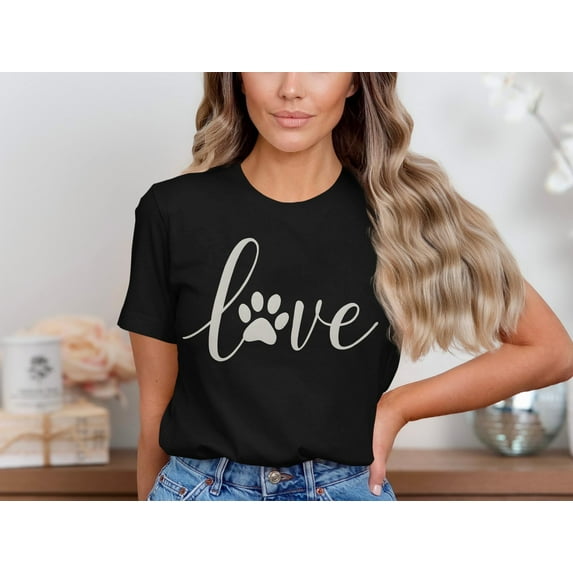 BANJOJO Paw Print Love Shirt, Dog Lover T-Shirt, Cute Pet Owner Tee ...