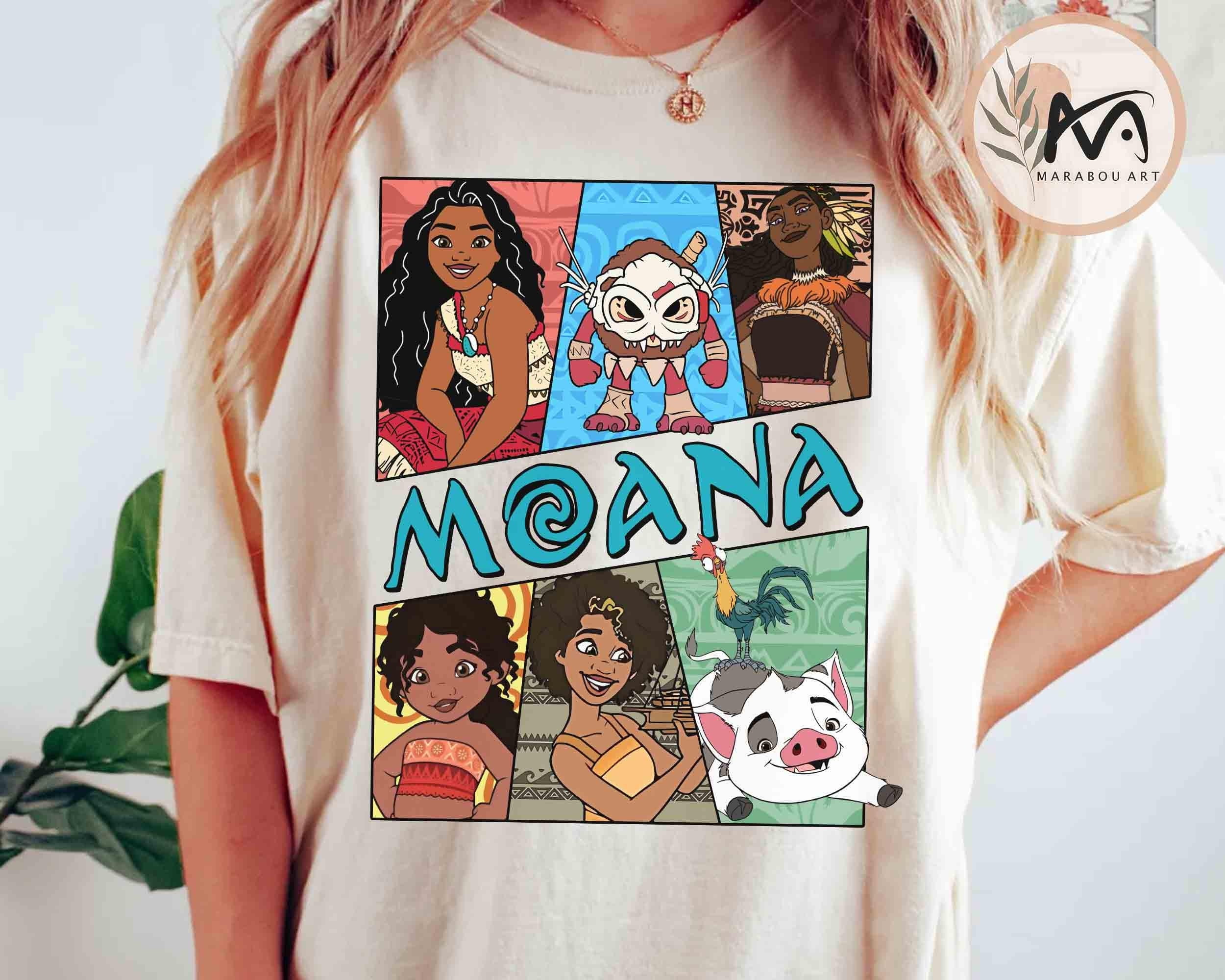 BANJOJO Retro Disney Moana 2 Characters Shirt, Moana Maui Hei Hei Pua ...