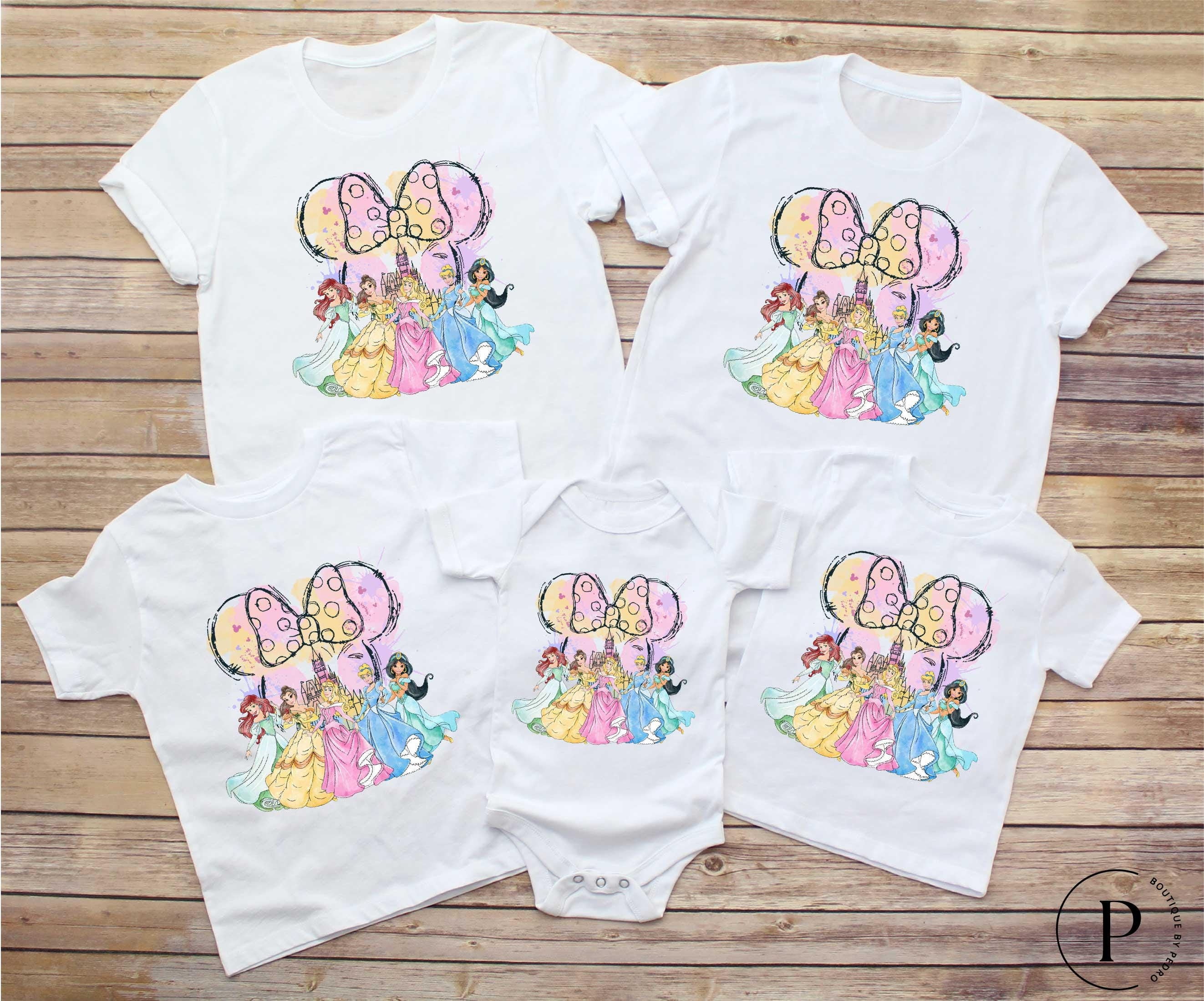 BANJOJO Retro Disney Princess T-shirt, Cute Watercolor Princess Shirt, Disney Trip Tee Shirt ...