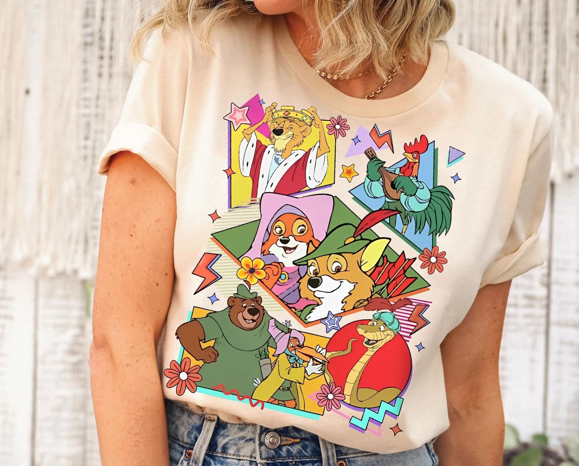 BANJOJO Retro Disney Robin Hood Characters Group Shirt | Disney Sir ...
